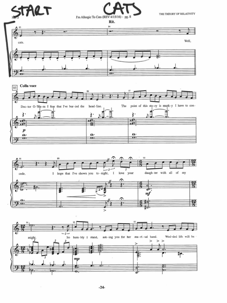 Allergic To Cats Audition Cut Sheet Music | PDF
