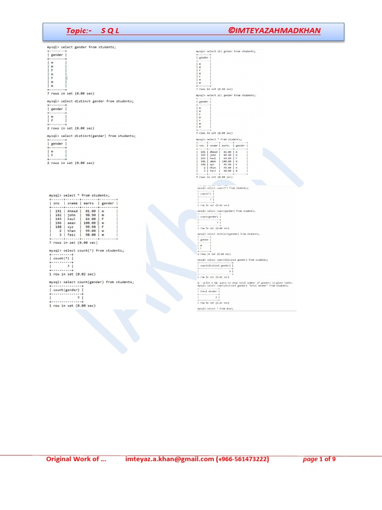 Revision - SQL | PDF