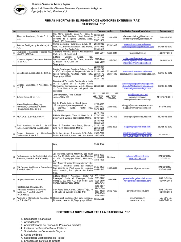 GPUF RP AuditoresExternosCategoriaB | PDF | Dinero | Economias