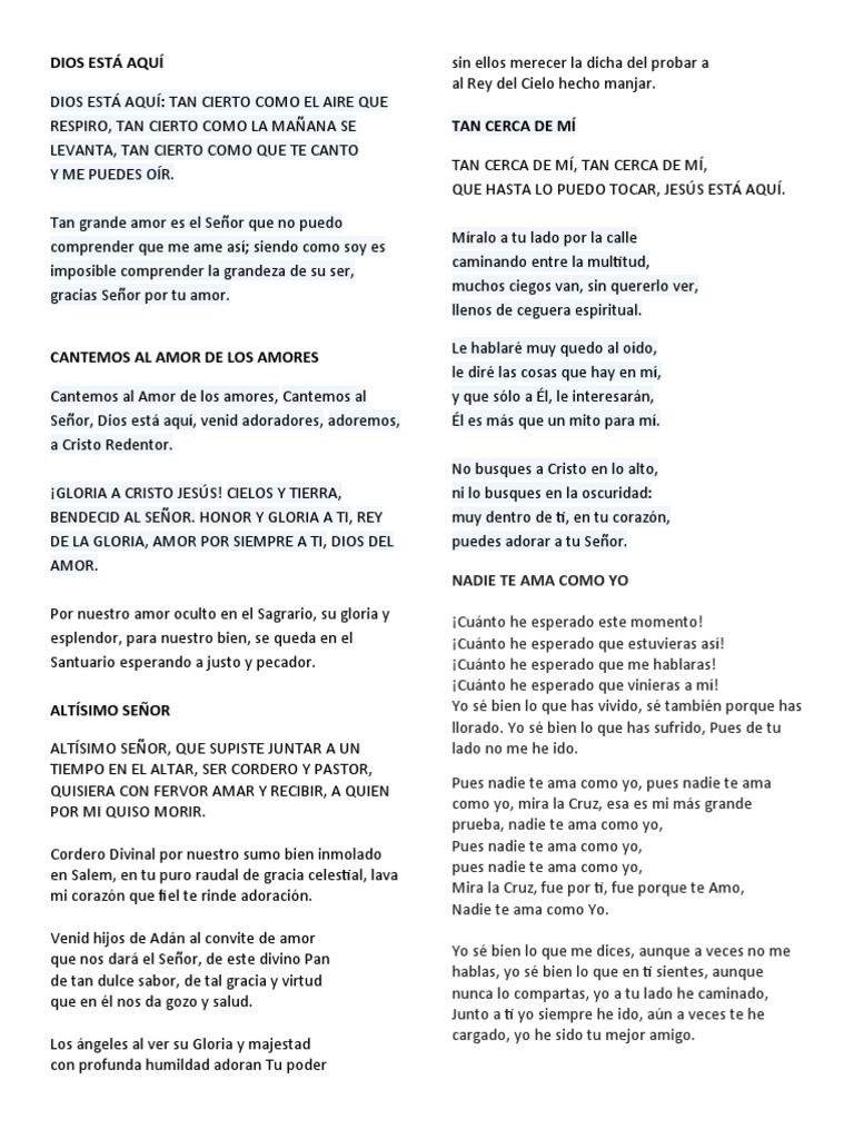 Cantos Al Santisimo Sacramento | PDF