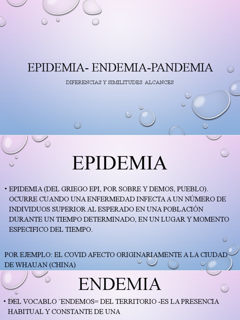 Diferencias entre epidemia, endemia y pandemia | PDF | Ciencia y ...