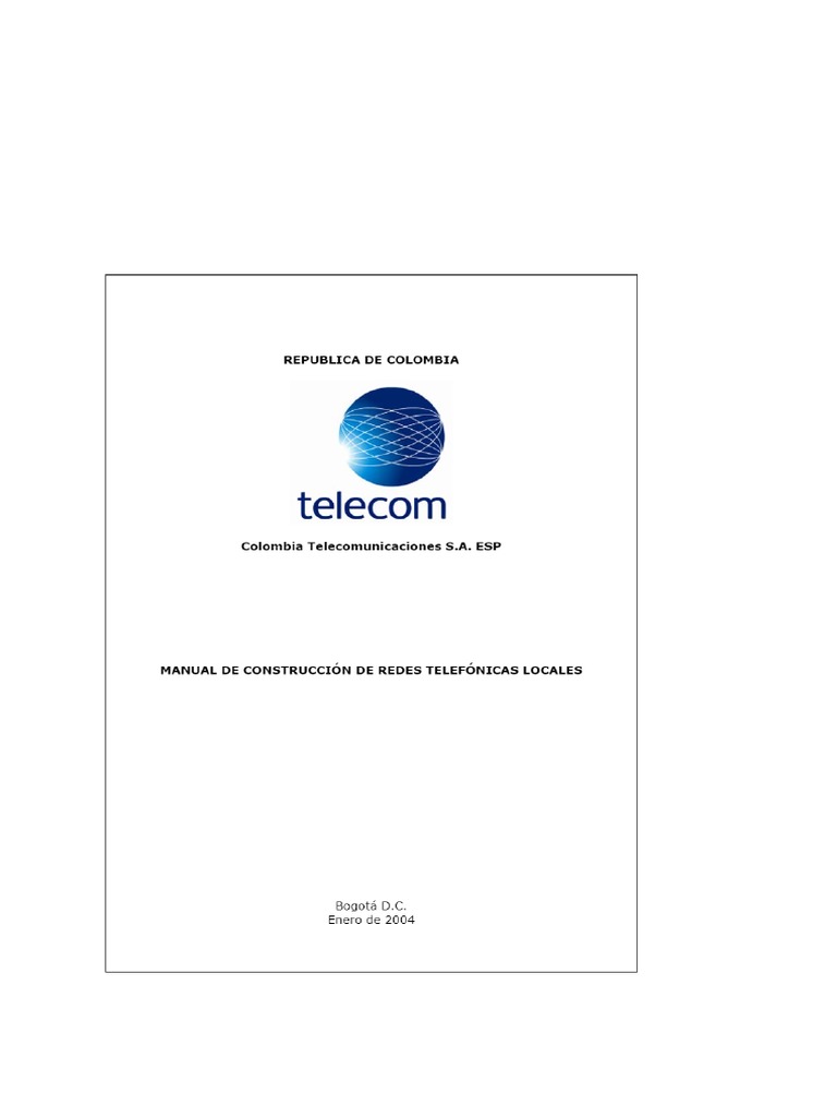 (PDF) Republica de Colombia. Colombia Telecomunicaciones S.A. Esp Manual de Construcción de ...