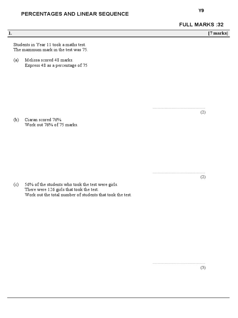 Y9 Test | PDF