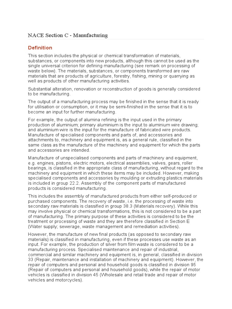 NACE C: Manufacturing Overview | PDF | Pipe (Fluid Conveyance ...
