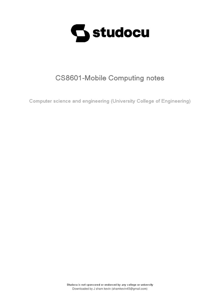 cs8601 Mobile Computing Notes | PDF