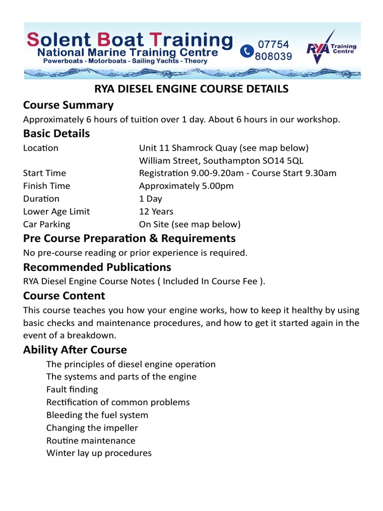 RYA Diesel Engine Course Overview | PDF