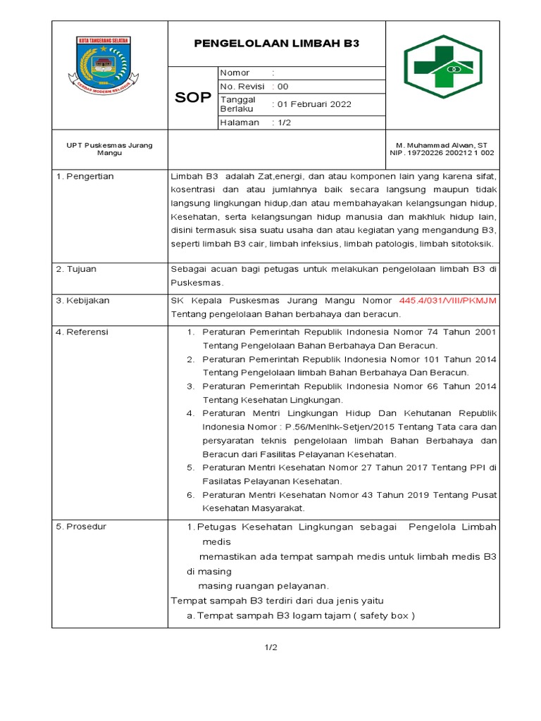 SOP Pengelolaan Limbah B3 | PDF