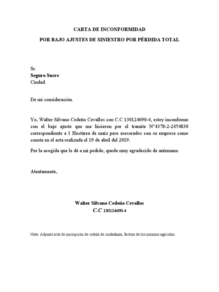 Carta de Inconformidad | PDF