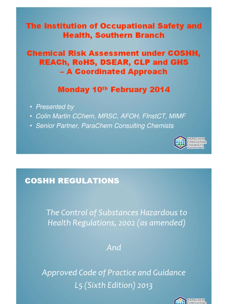 Chemical Risk Assessment Presentation Feb 14 | PDF | Workplace ...