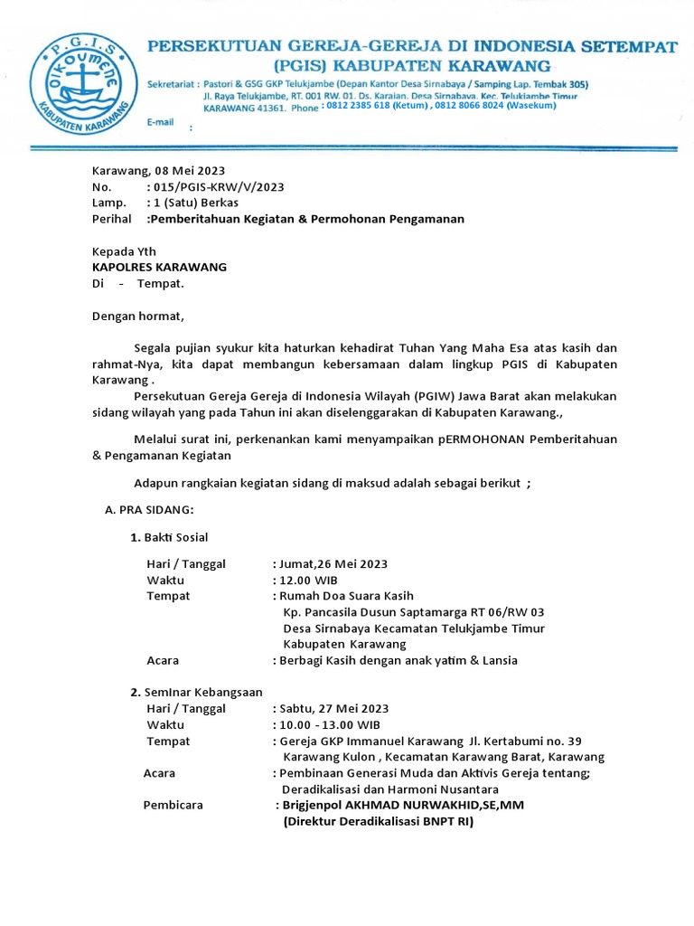 Surat Pemberitahuan Kegiatan Ke Kapolres Pdf