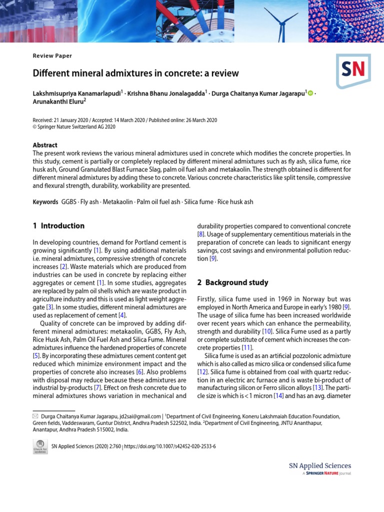 Different Mineral Admixtures in Concrete: A Review | PDF | Concrete | Cement