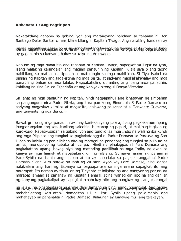 Dokumen - Tips Noli Metangere Buod NG Bawat Kabanata | PDF