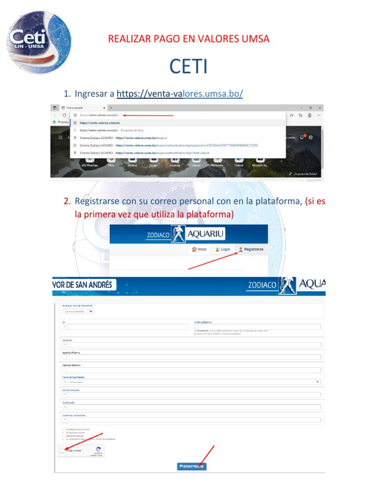 Instrucciones para Pagos CETI UMSA | PDF