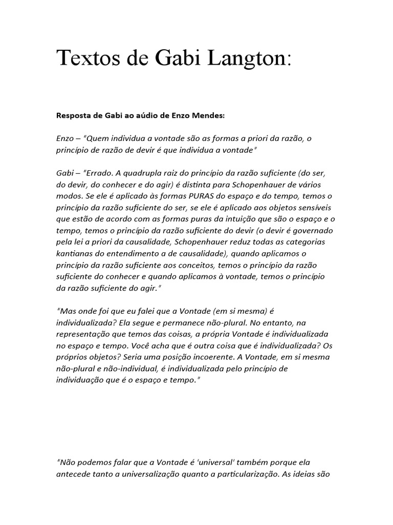Texto de Gabi Langton | PDF | Immanuel Kant | Arthur Schopenhauer