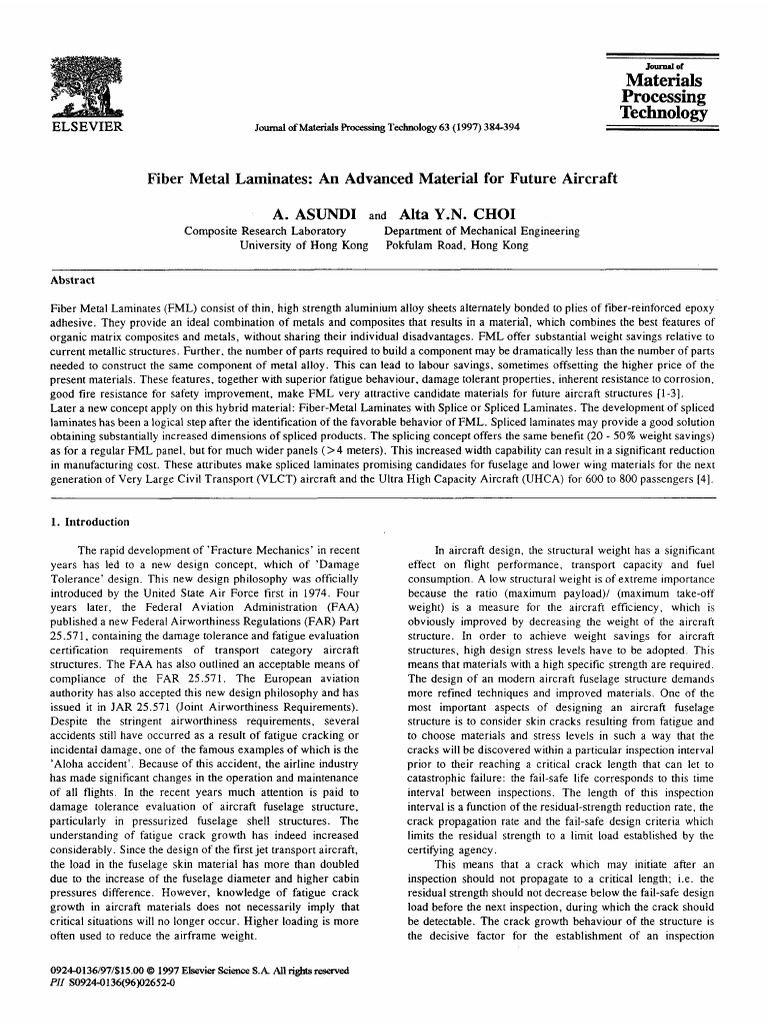 Fiber Metal Laminates An Advanced Material For Future Aircraft | PDF ...