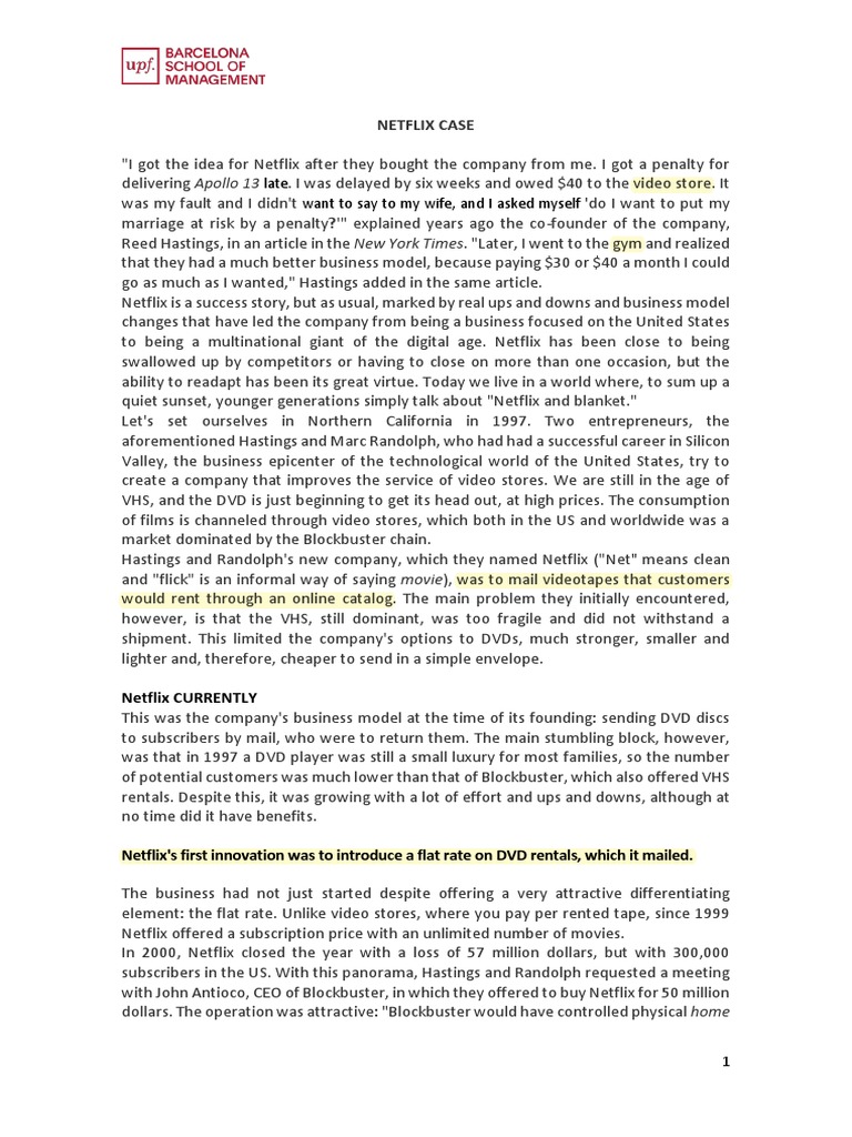 NETFLIX CASE-English | PDF | Netflix | Streaming Media