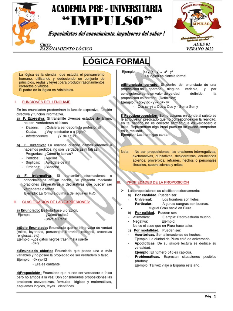 Logica Formal | PDF | Proposición | Verdad