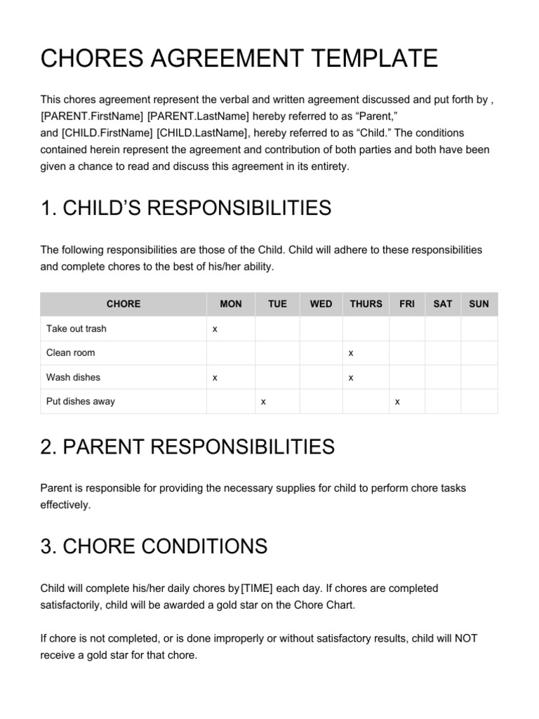 Chores Agreement | PDF