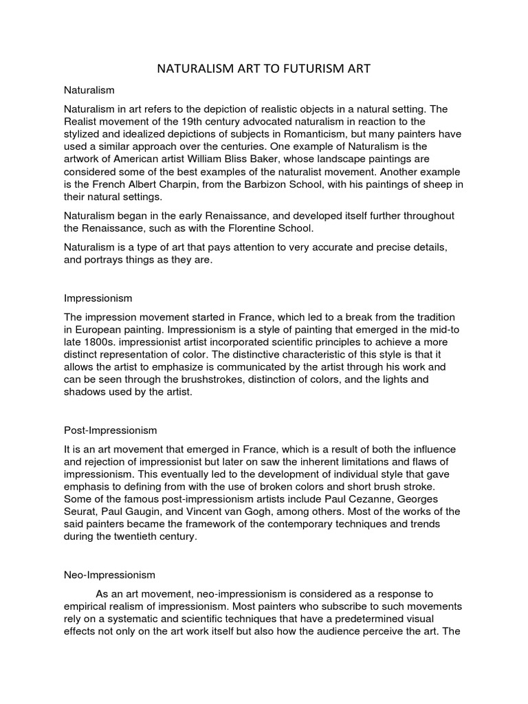 Week 11 Naturalism Art To Futurism Art | PDF | Realism (Arts ...