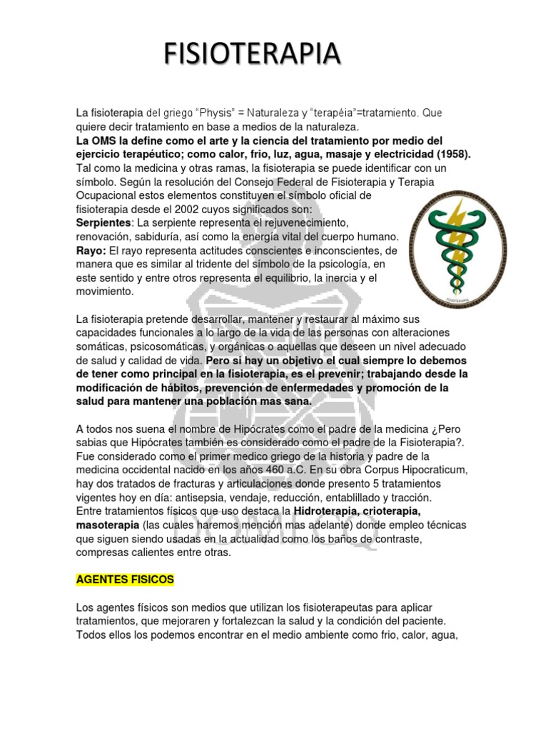 FISIOTERAPIA | PDF | Terapia física | Términos anatómicos de ubicación