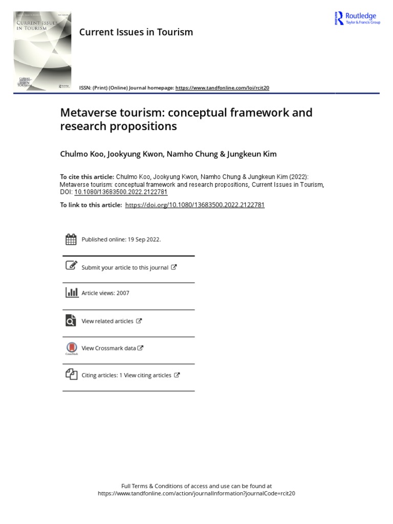 Metaverse Tourism Conceptual Framework and Research Propositions | PDF ...