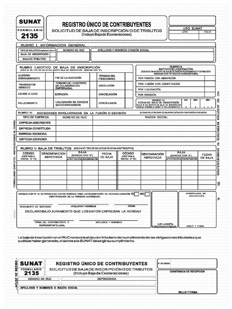 Sunat Formulario 2135 | PDF