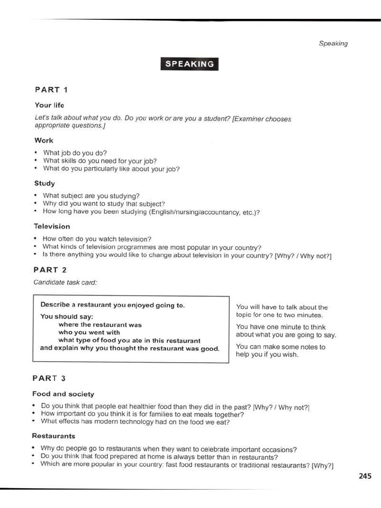 Speaking Test 5 | PDF