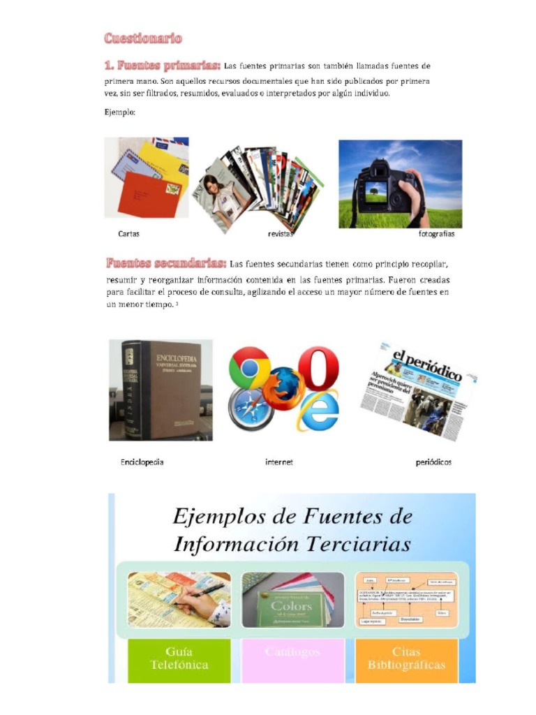 Fuentes Primarias, Secundaria y Terciarias | PDF
