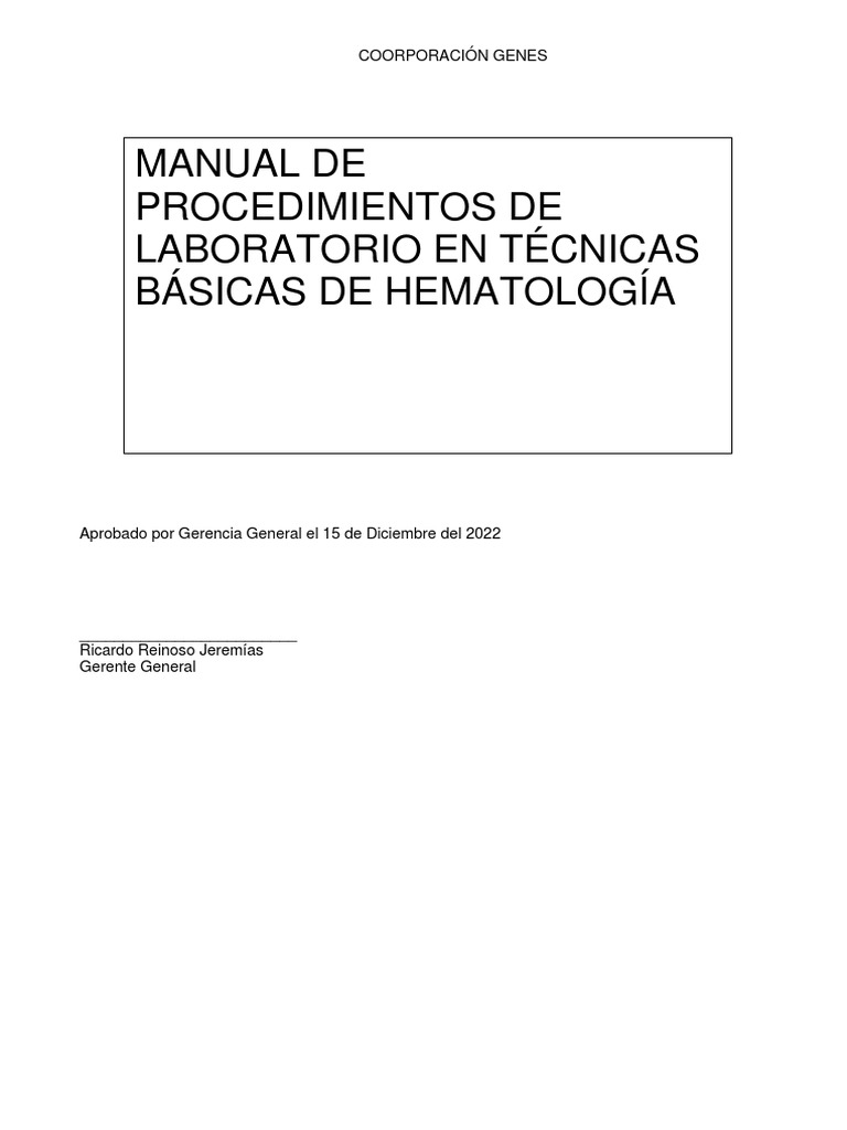 Manual Procedimientos de Laboratorio | PDF | Sangre | Leucocito