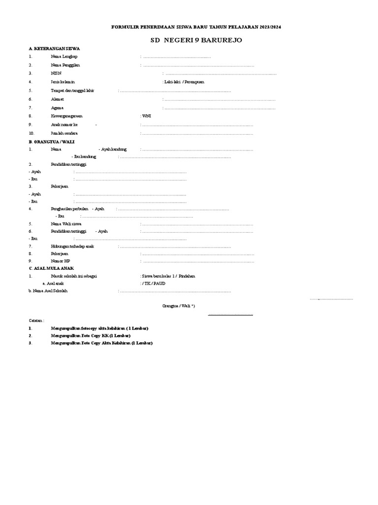 Formulir PPDB 2022-2023 | PDF