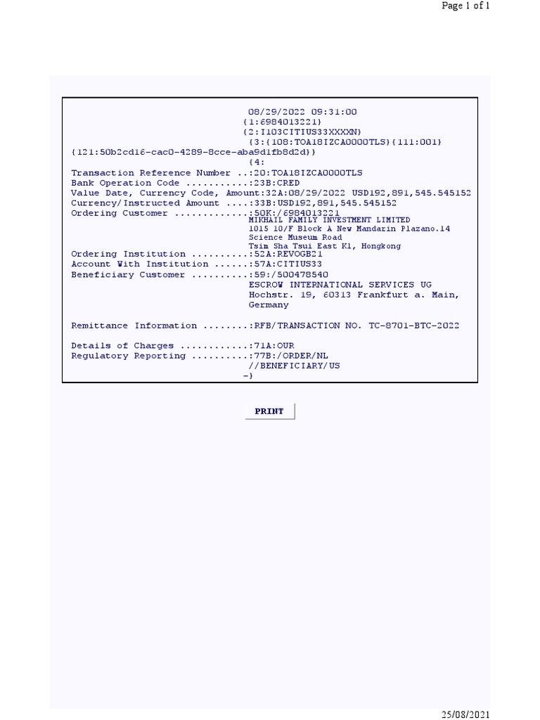 SWIFT - Copy - MIKHAIL FAMILY | PDF