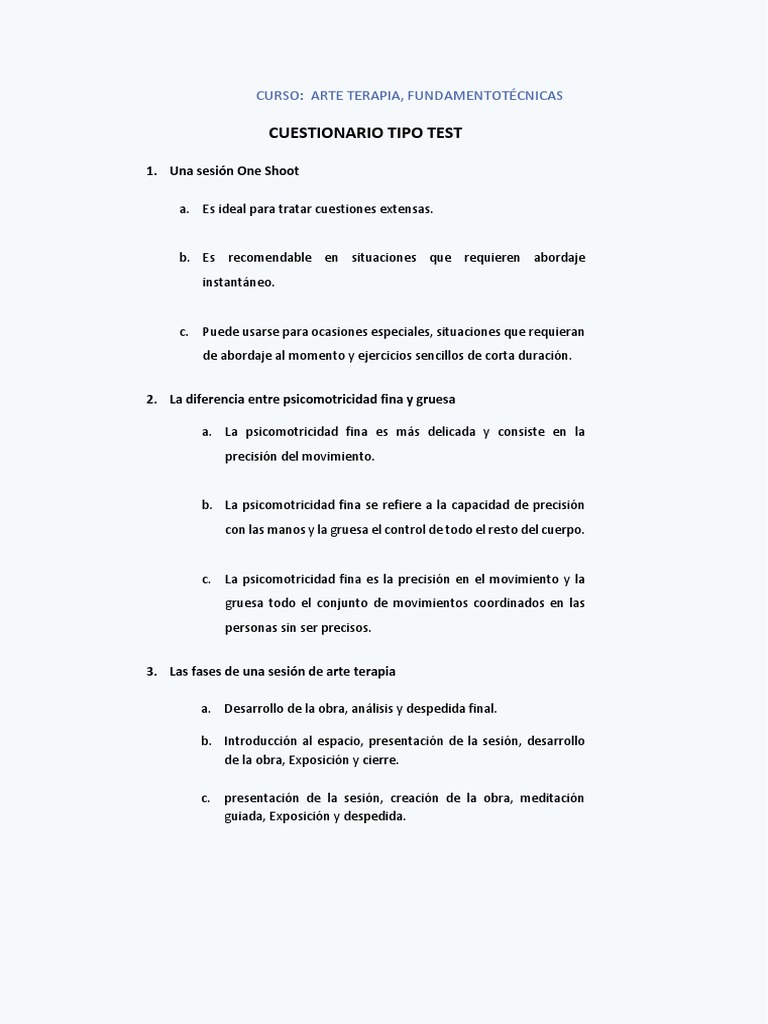 Cuestionario Tipo Test | PDF | Pensamiento | Trauma psicólogico
