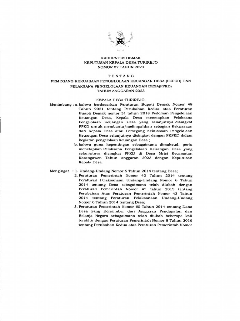 Contoh SK PPKD Desa | PDF