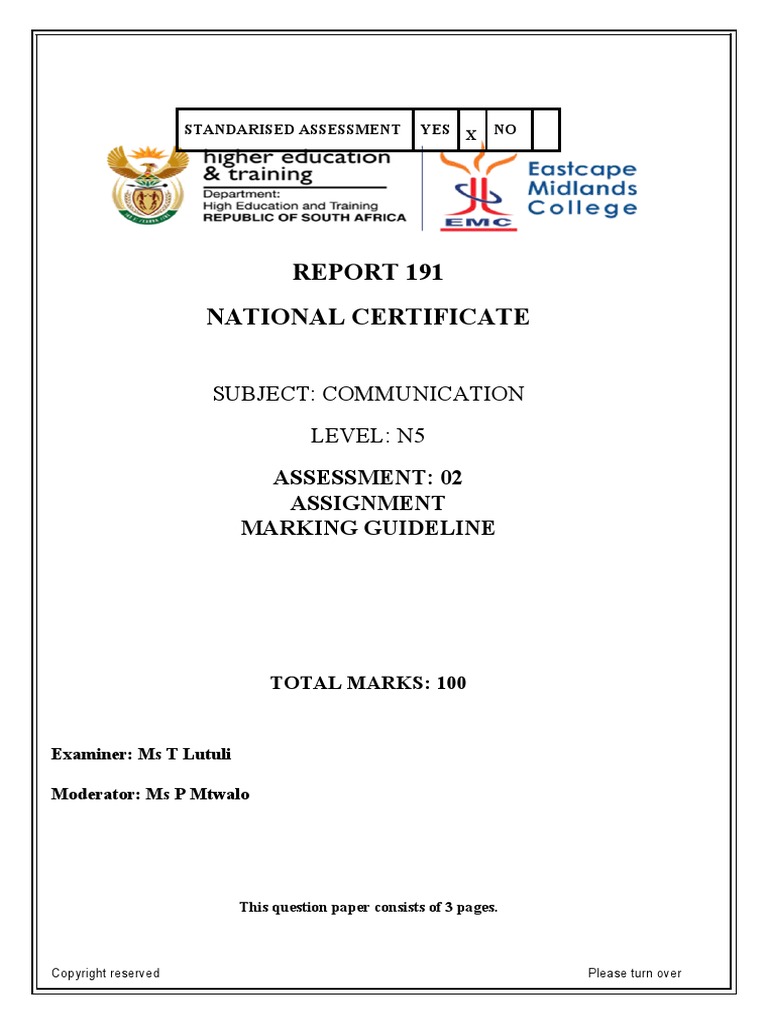 n170 - Communication n5 p1 Memo Nov 2019 | PDF