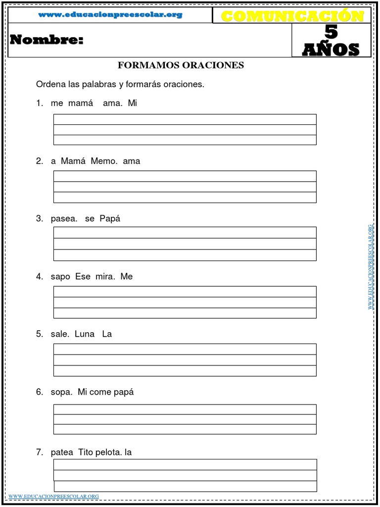 Formando Oraciones En Español , Oraciones Simples: Definiciones ...