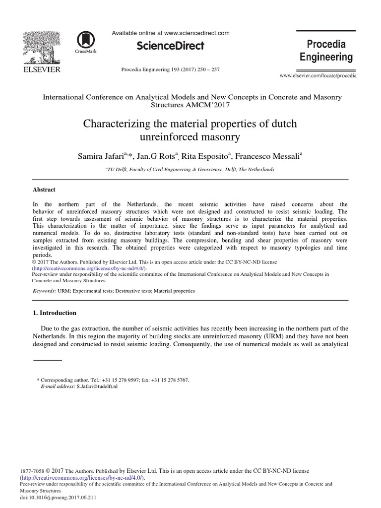 Samira Characterization Tests For Dutch Masonry Buildings - Cpmlete ...