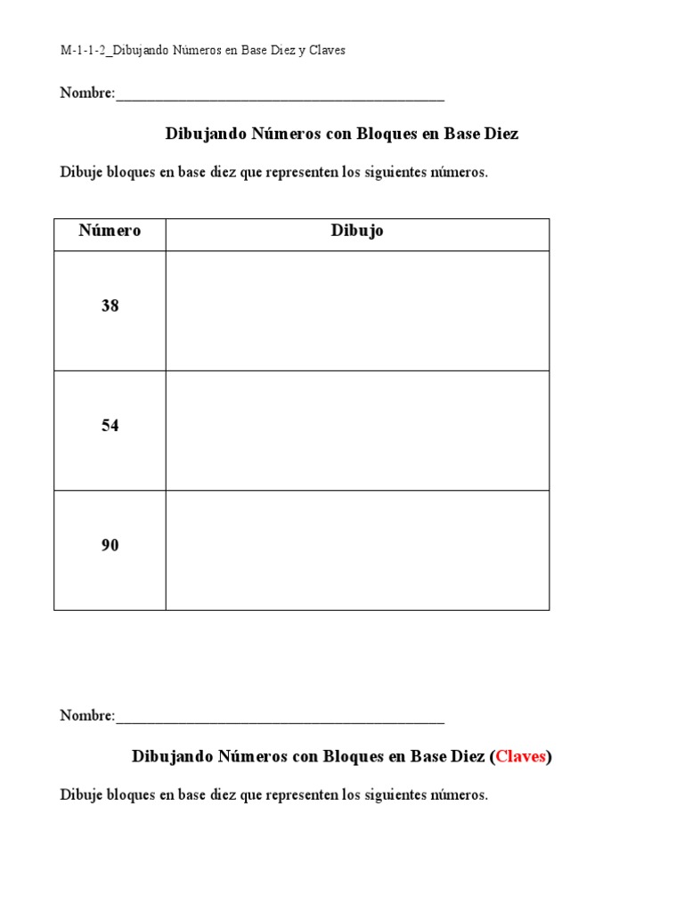 M-1-1-2_Dibujando Números en Base Diez y Claves | PDF