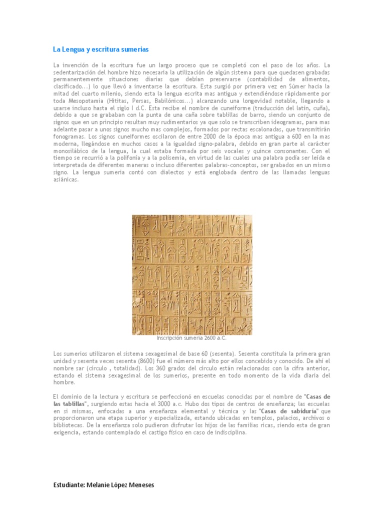 La Lengua y Escritura Sumerias | PDF | Cuneiforme | Epopeya de Gilgamesh