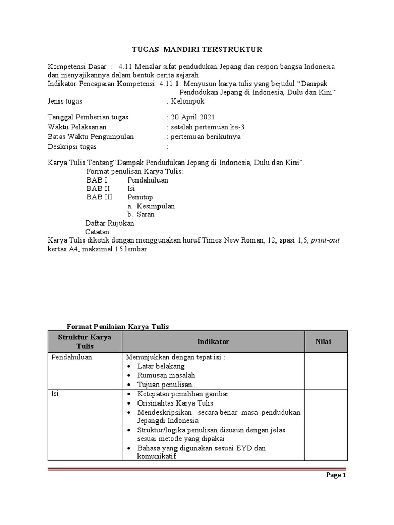 Tugas Mandiri Terstruktur | PDF