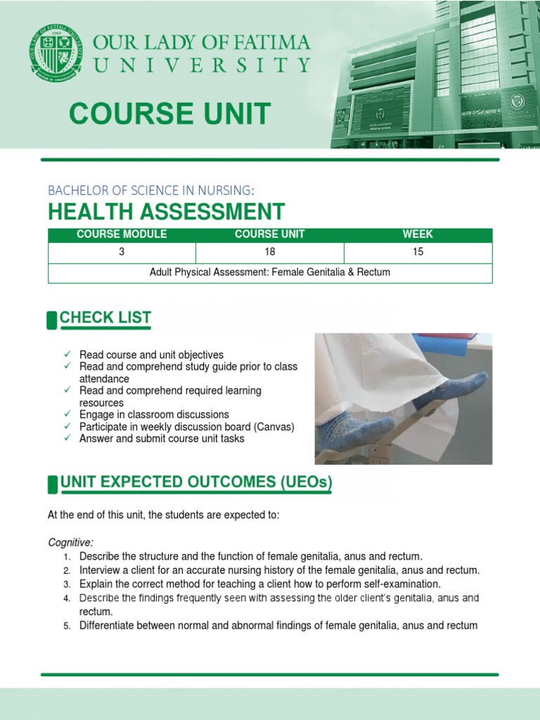 CM3 - Cu18 Assessment of Female Genitalia and Rectum | PDF | Vagina | Labia