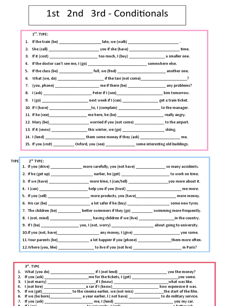 1st 2nd and 3rd Conditionals Grammar Drills 77075 | PDF | Language Arts & Discipline