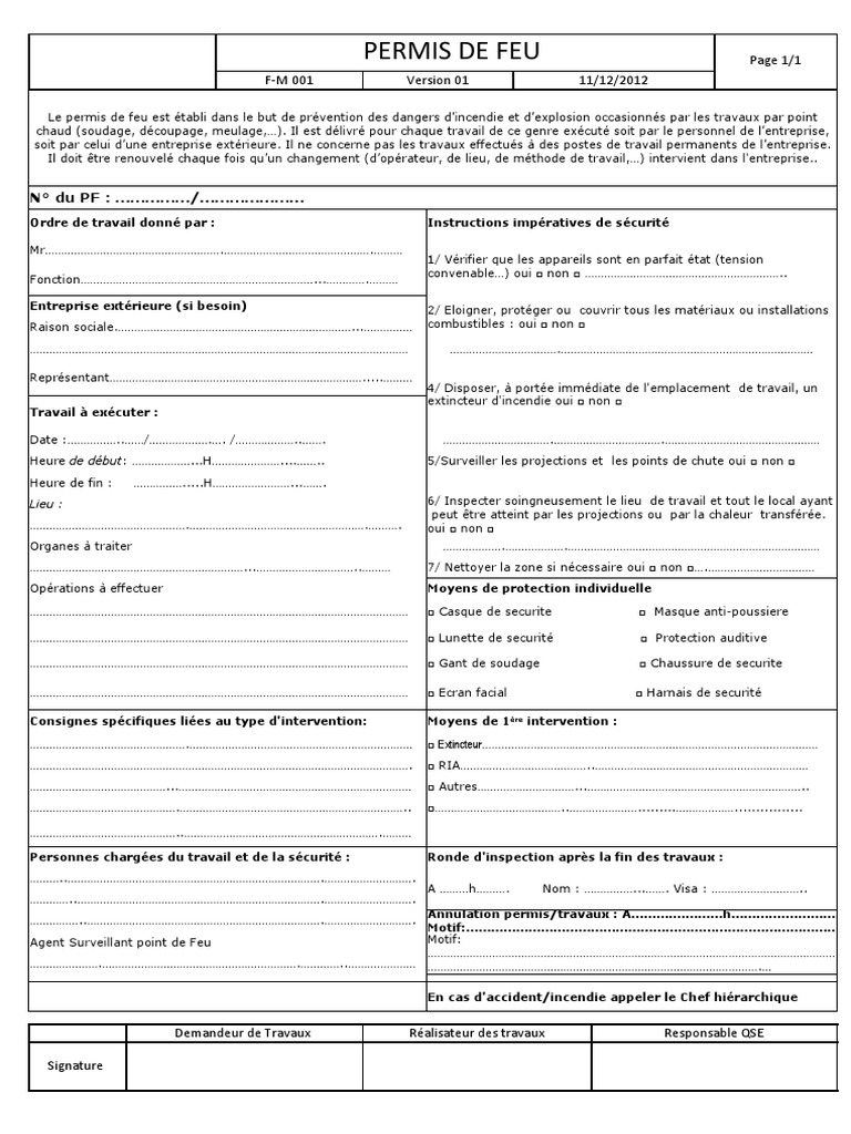 Permis de feu : Sécurité et procédures | PDF | Ordinateurs | Histoire