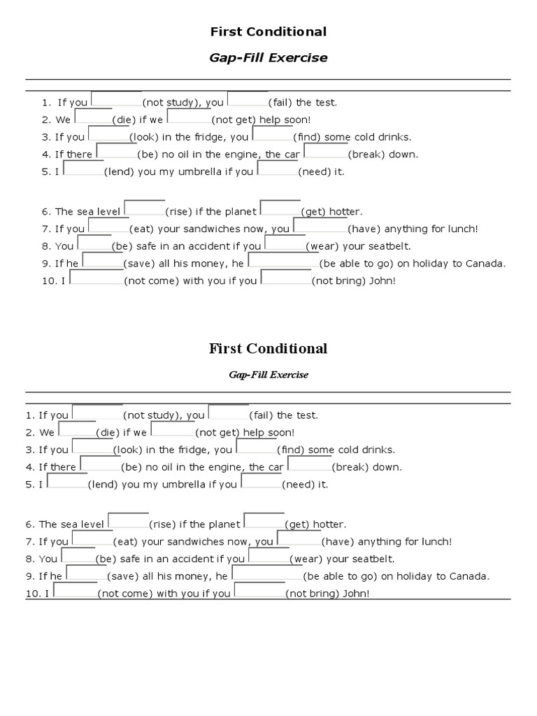 First Conditional (Complete the sentences) | PDF First Conditional (Complete the sentences) | PDF