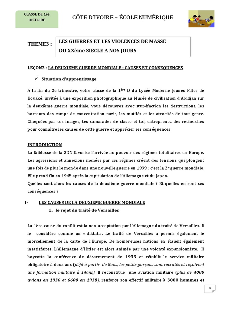 Causes et Conséquences de la 2e Guerre Mondiale | PDF | Allemagne nazie ...