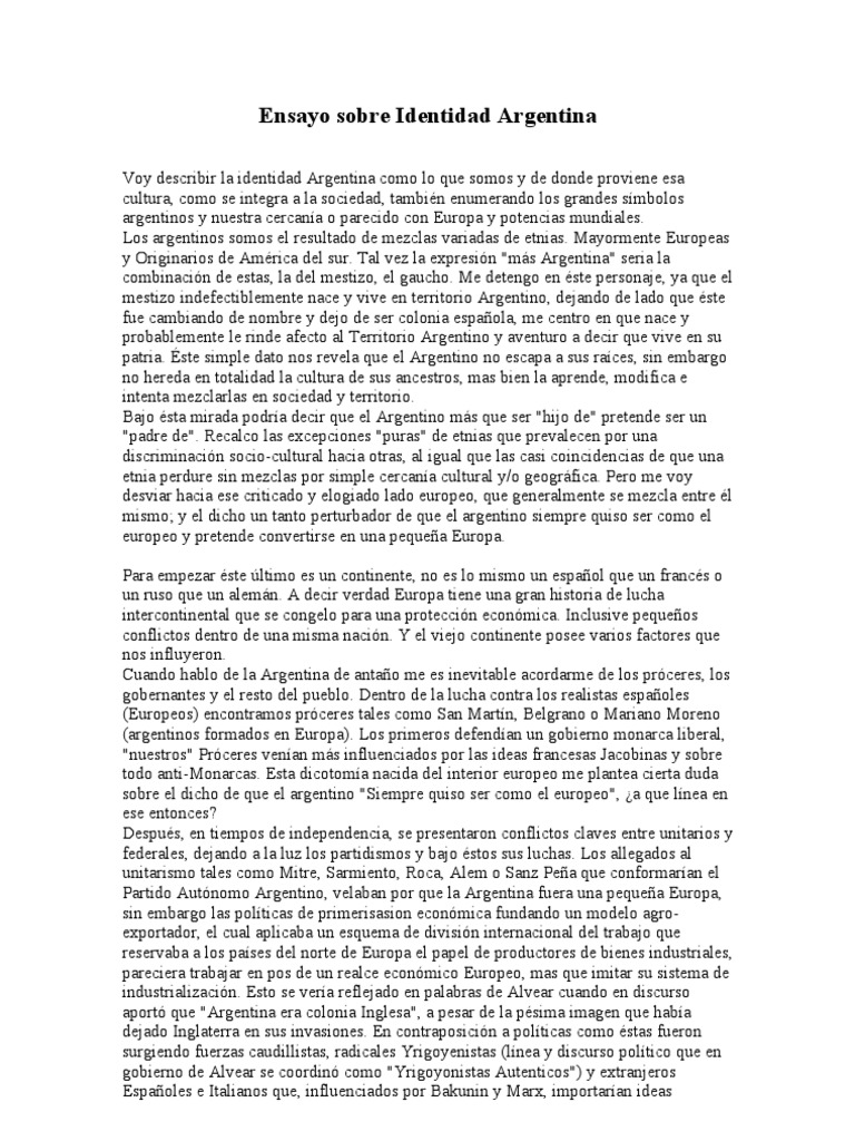 Identidad Cultural Argentina y sus Raíces | PDF | Viajes por Europa ...