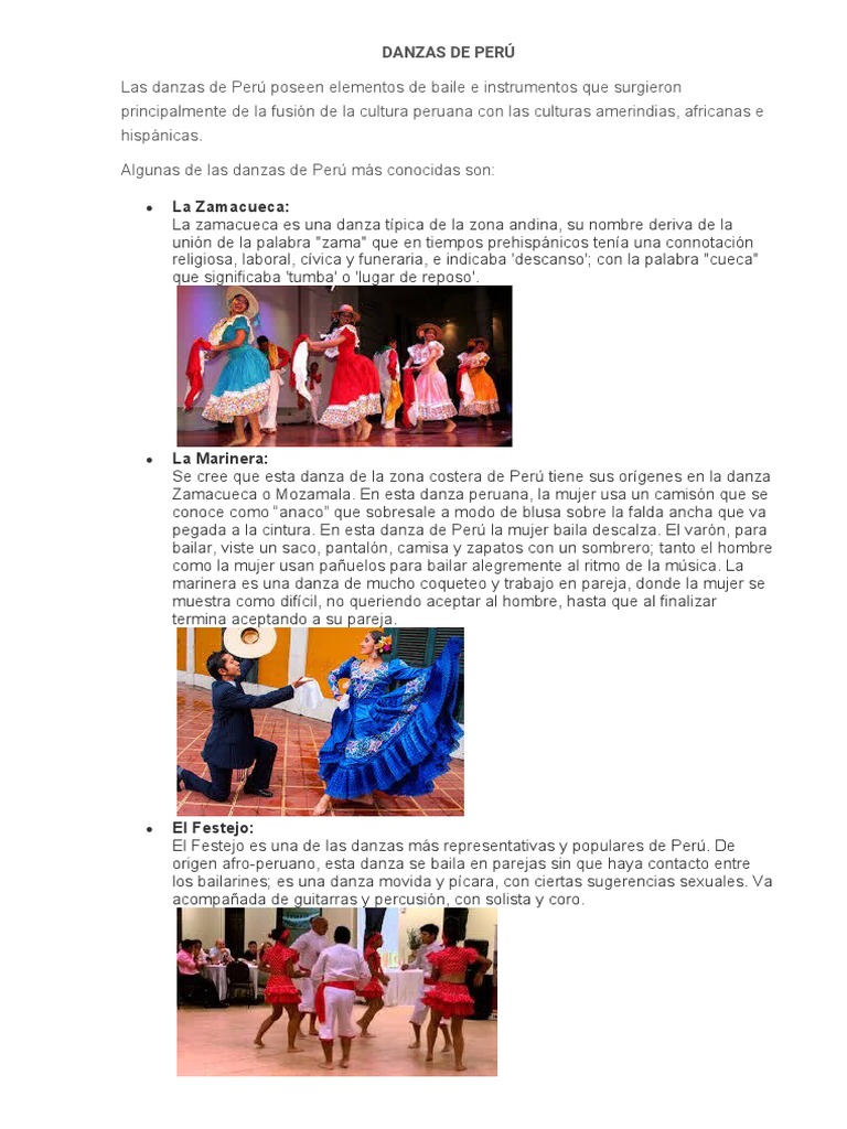 Danzas De Peru Pdf Bailes Las Artes Escénicas