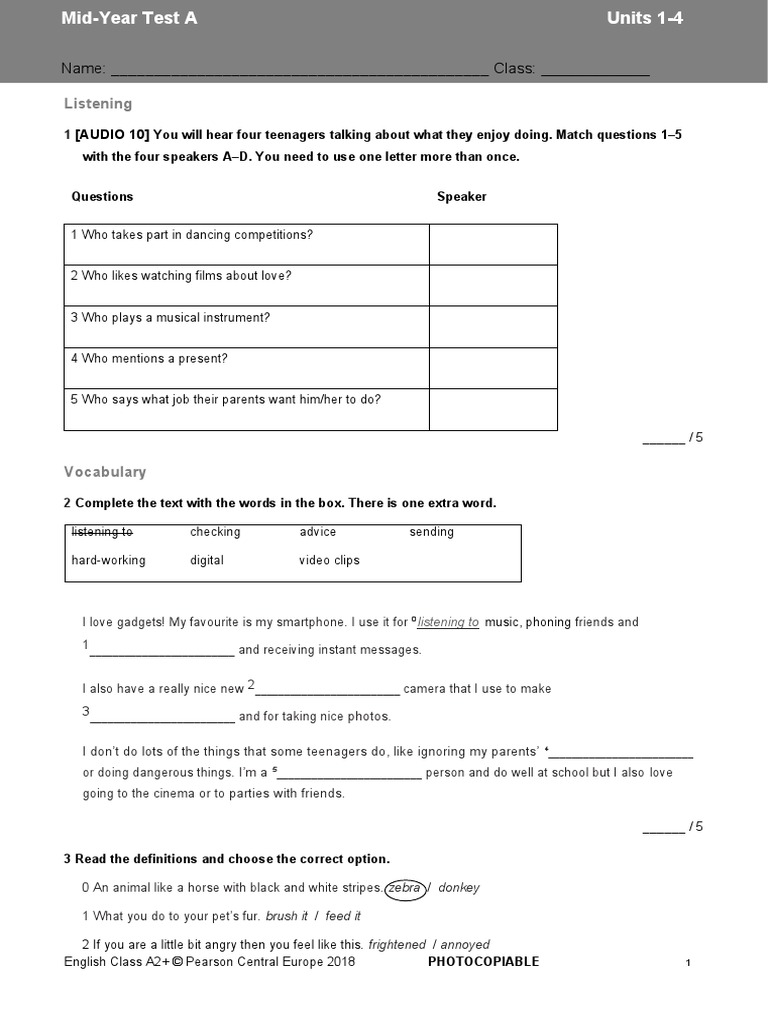 Eca2 Tests Mid Year Test A 2018 Download Free Pdf Mobile App