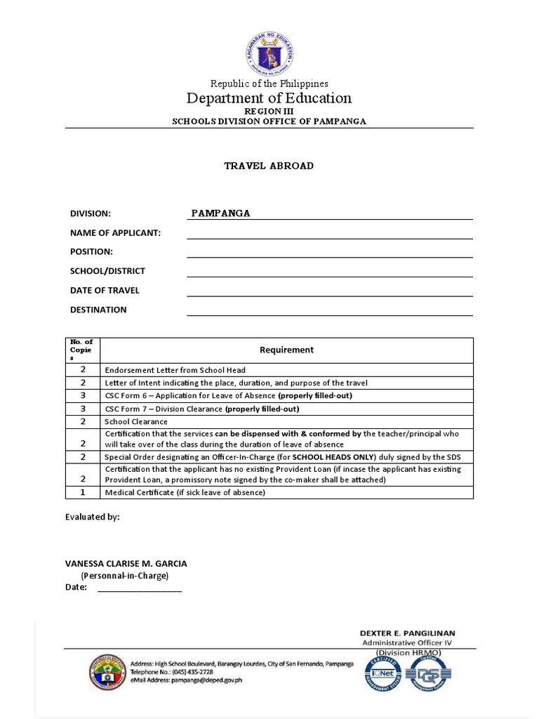 Checklist - Travel Abroad | PDF