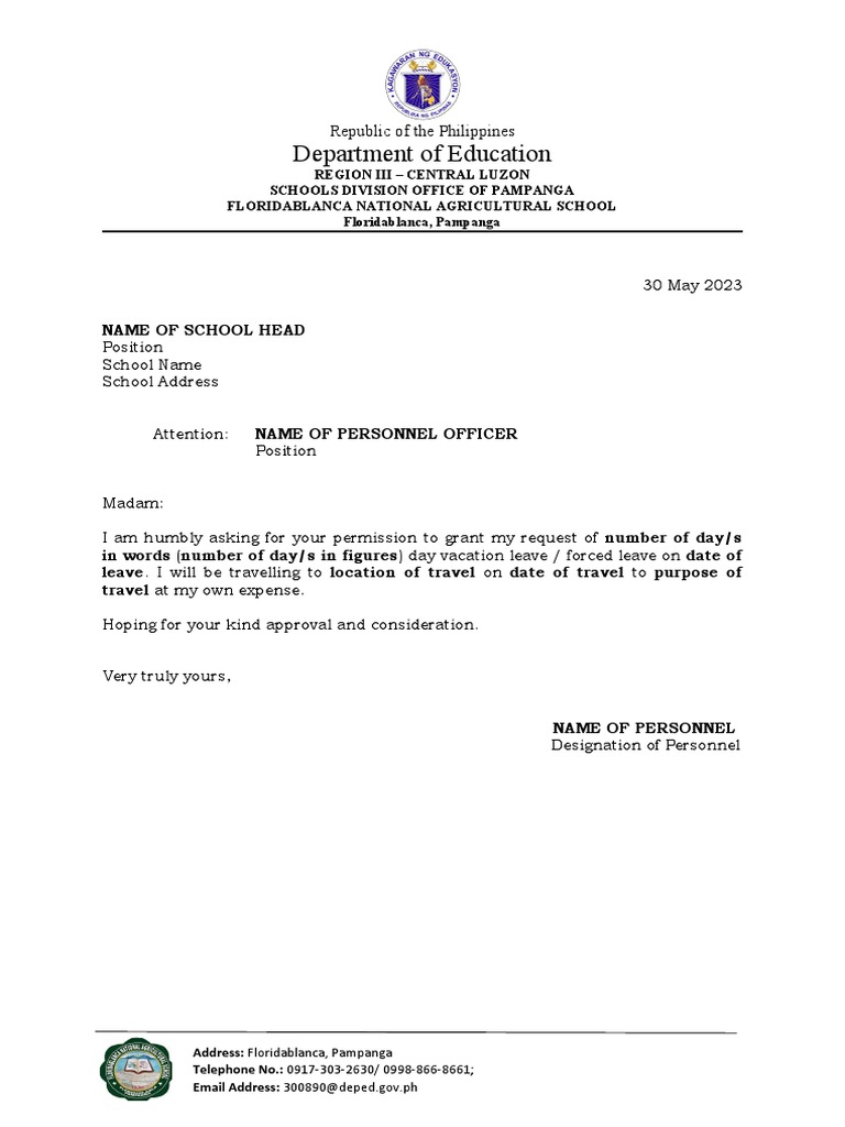 Request for Travel Leave Approval | PDF