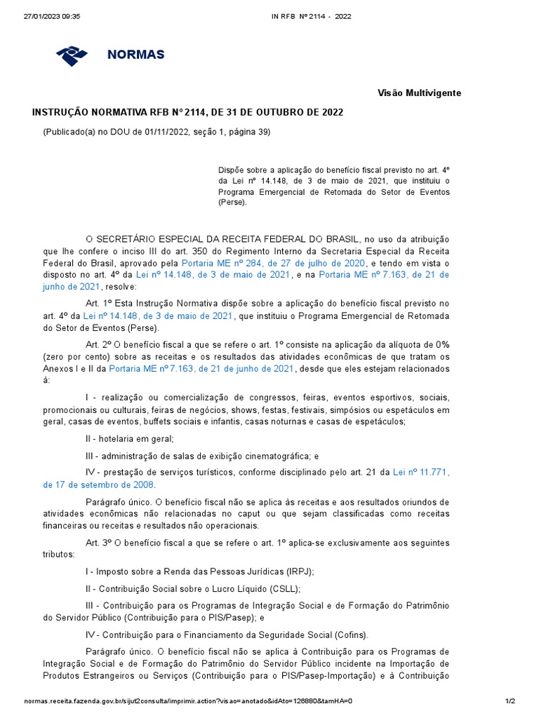 IN RFB Nº 2114 - 2022 | PDF